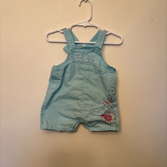Disney | Bottoms | Embroidered Surfing Mickey Mouse Blue Kids Overalls ...